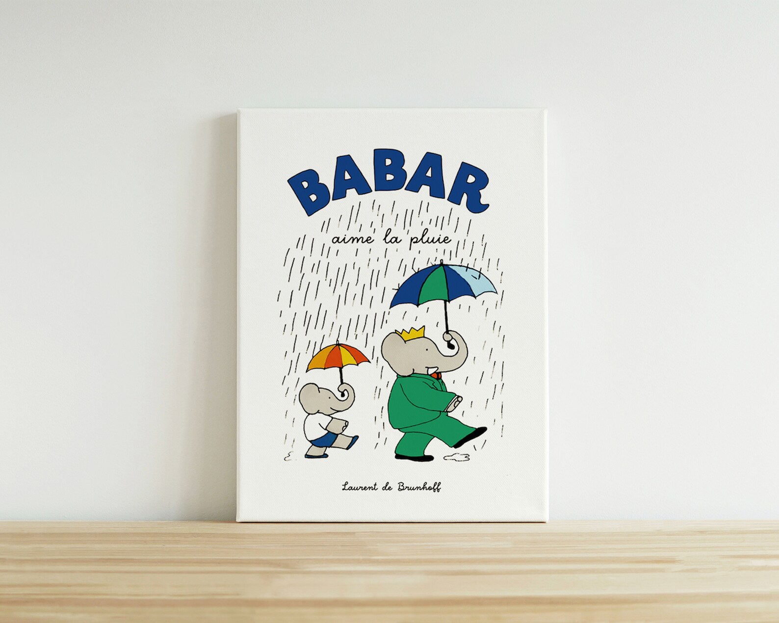 Babar Aime La Pluie Babar Rain Illustration Babar Print Baby Shower ...