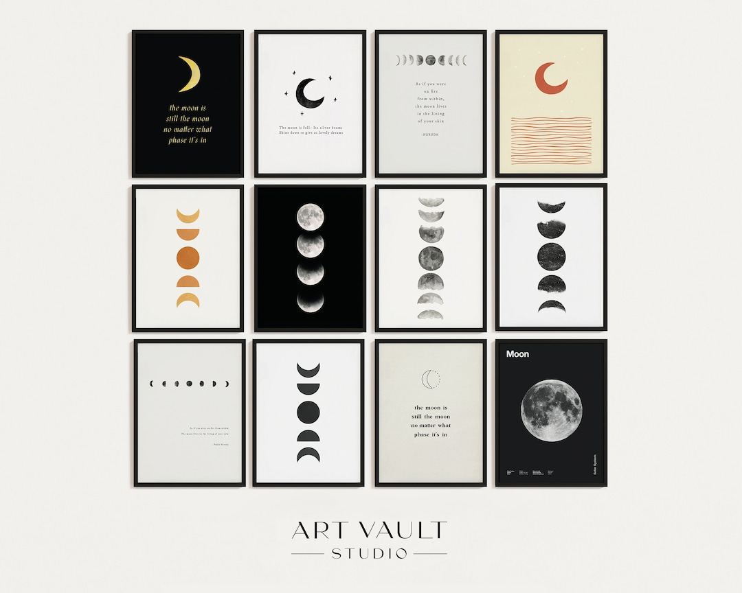 Moon Printable Wall Art Moon Poster Download Moon Phase Prints Digital ...