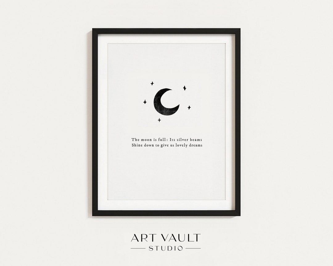 The Moon is Full Edward Gorey Moon Poem Poster Nursery Moon Art Moon ...