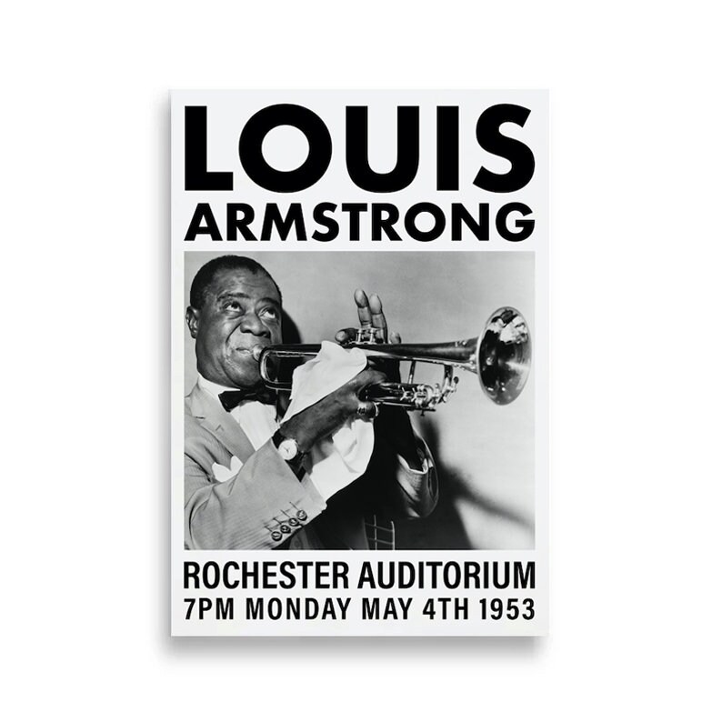 Louis Armstrong Poster Black and White Music Poster Vintage Music Print ...