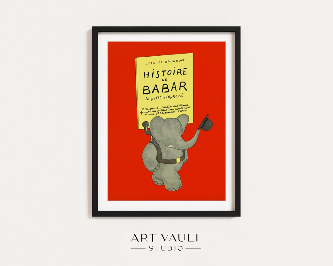 Babar the Elephant Wall Art Nursery Decor Kids Gift Retro Babar ...
