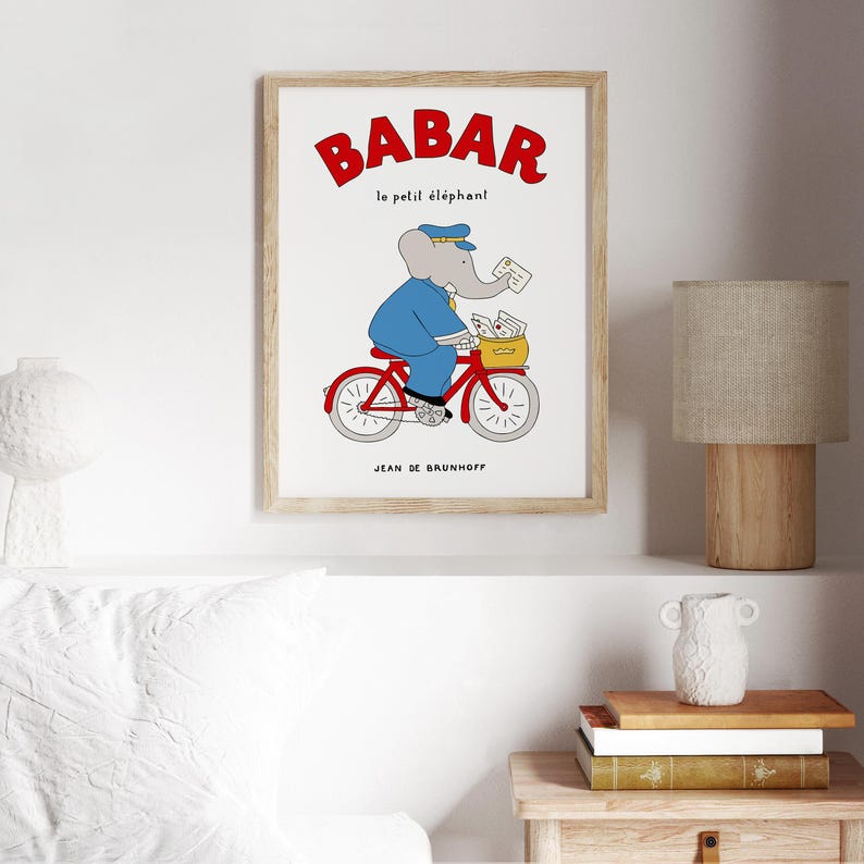 Babar Post Man Poster Babar the Elephant Wall Art Shower Gift Babar ...