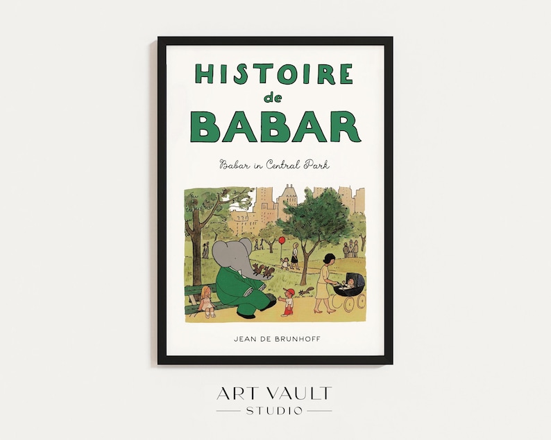 Babar Central Park New York Poster Babar Elephant NYC Kids Wall Art ...
