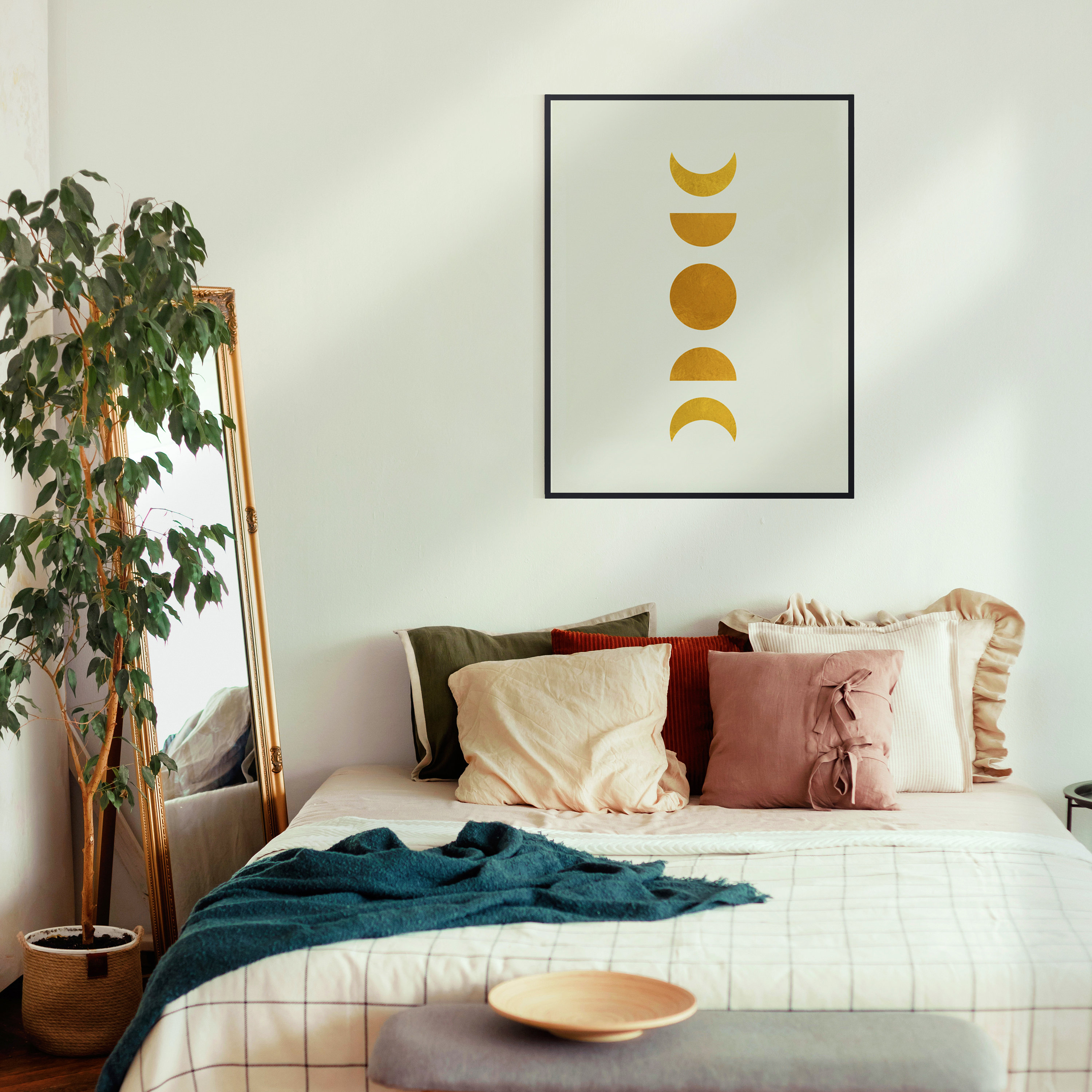 Moon Phase Wall Decor Moon Phase Poster Moon Phases Art Gold Foil Moon ...
