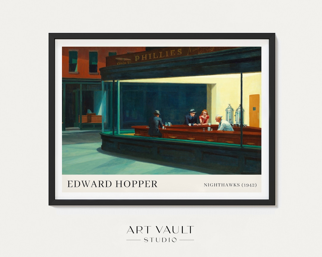 Edward Hopper Nighthawks Poster Exhibition Print Retro Diner Art ...