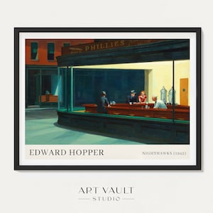 Edward Hopper Nighthawks Poster Exhibition Print Retro Diner Art ...