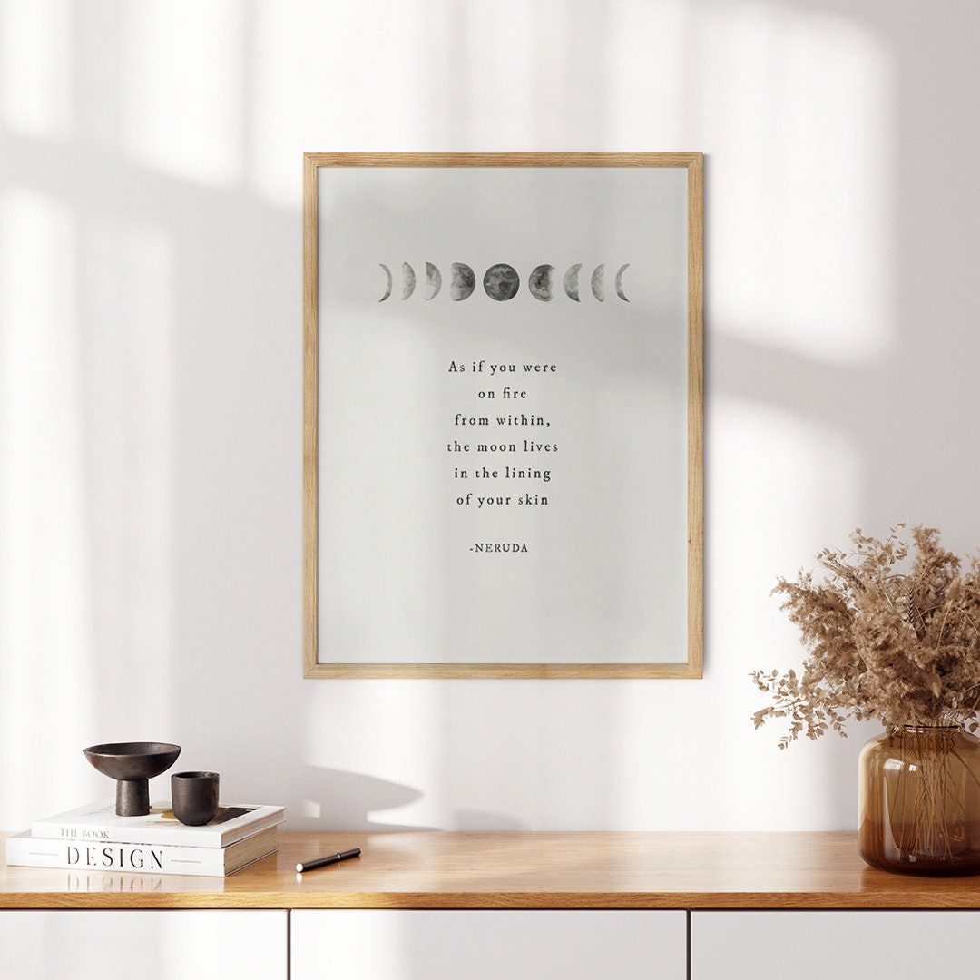 Moon Phase Wall Decor Moon Quote Poster Moon Phases Art Moon Poem Pablo ...