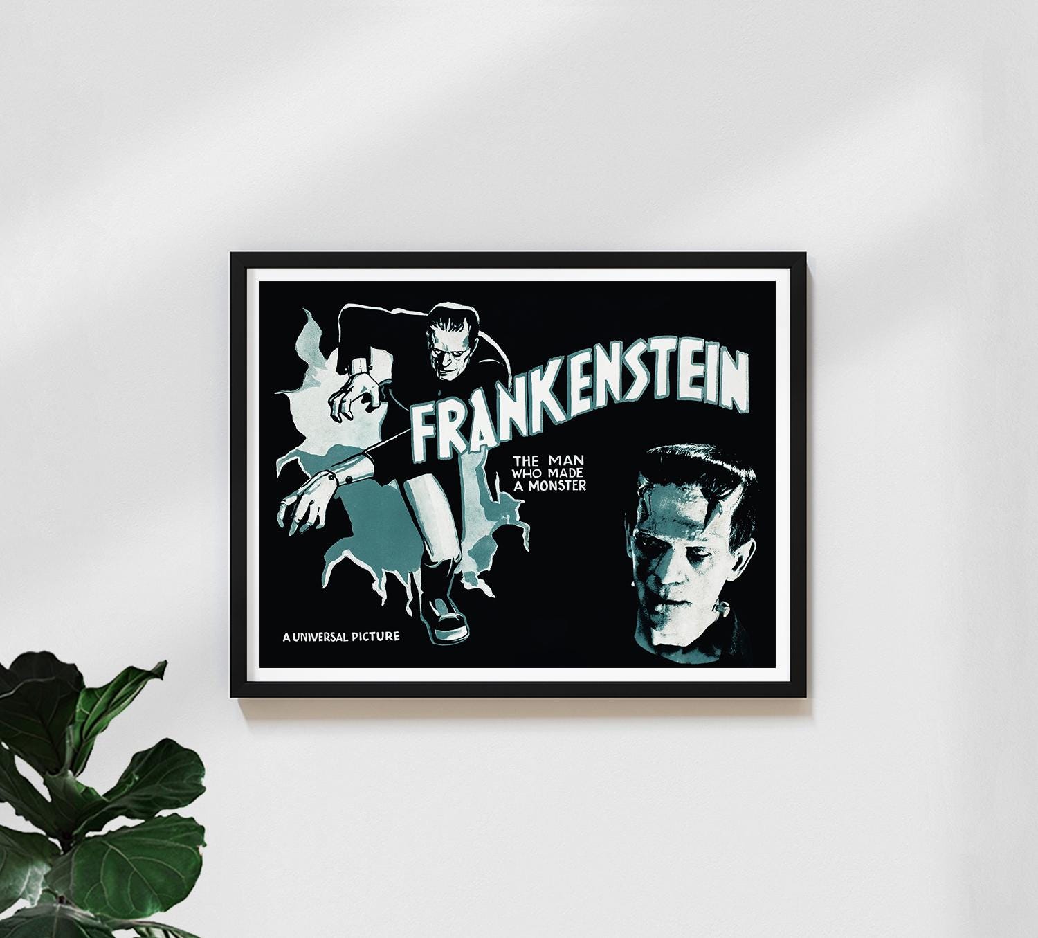 Frankenstein Movie Poster 1931 Landscape Format Black and Green the Man ...