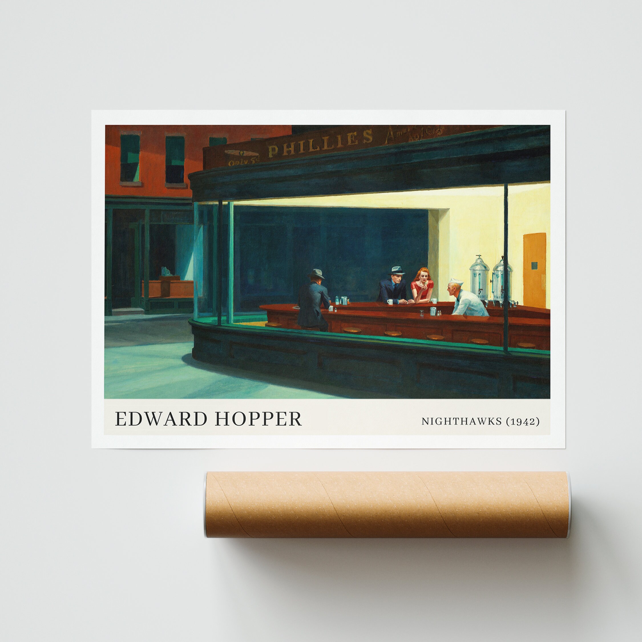 Edward Hopper Nighthawks Poster Exhibition Print Retro Diner Art ...