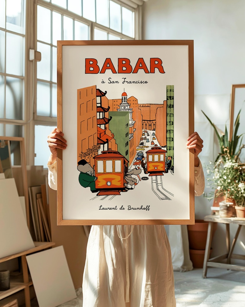 Babar San Francisco Poster Elephant Babar Art Cable Car Illustration ...