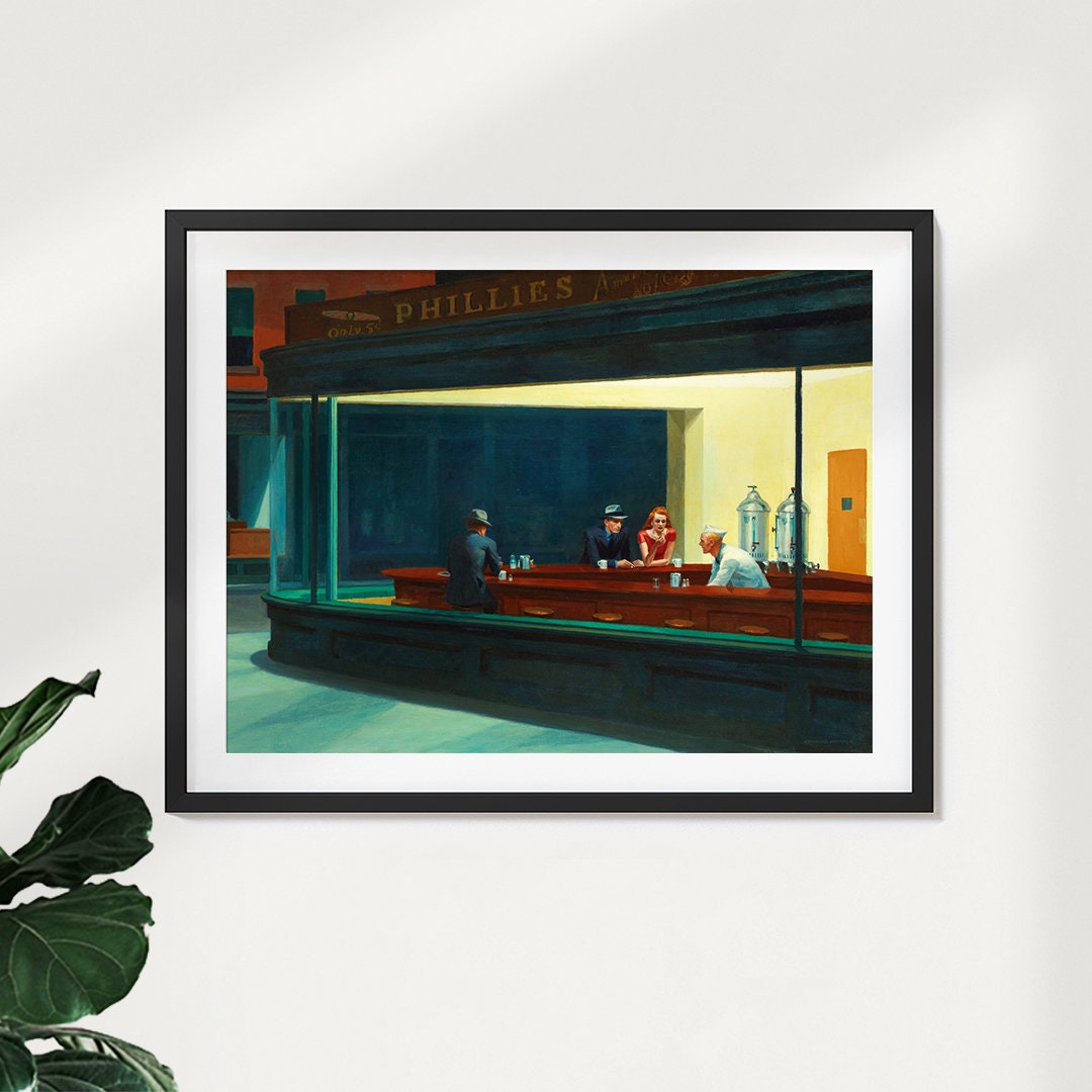 Edward Hopper Nighthawks Poster Realism Art Retro Diner Print Diner ...