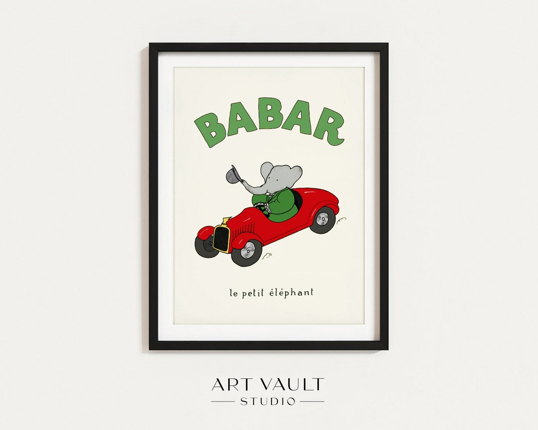 Babar Illustration Babar Print Baby Shower Gift Gender Neutral Gift Kid ...