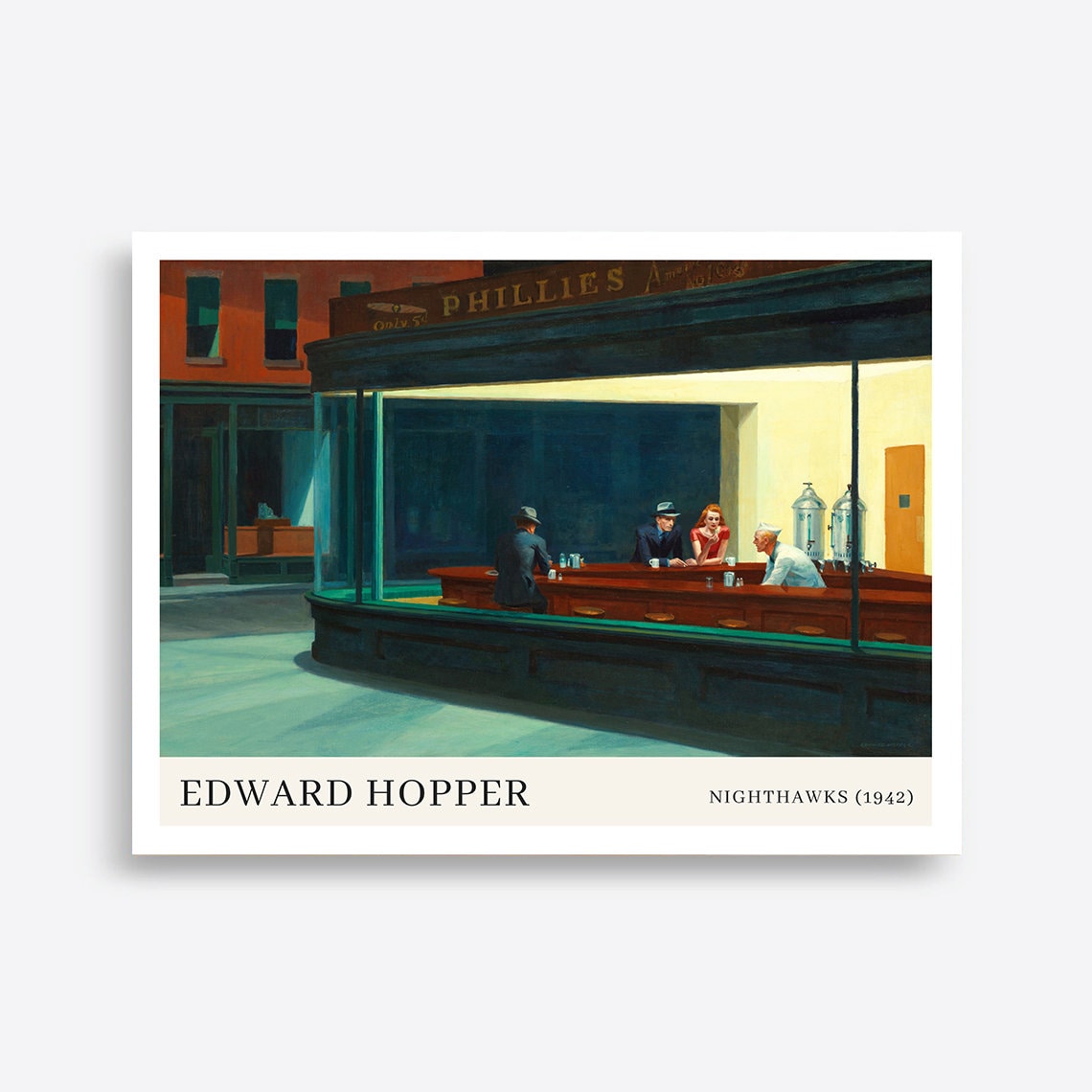 Edward Hopper Nighthawks Poster Exhibition Print Retro Diner Art ...