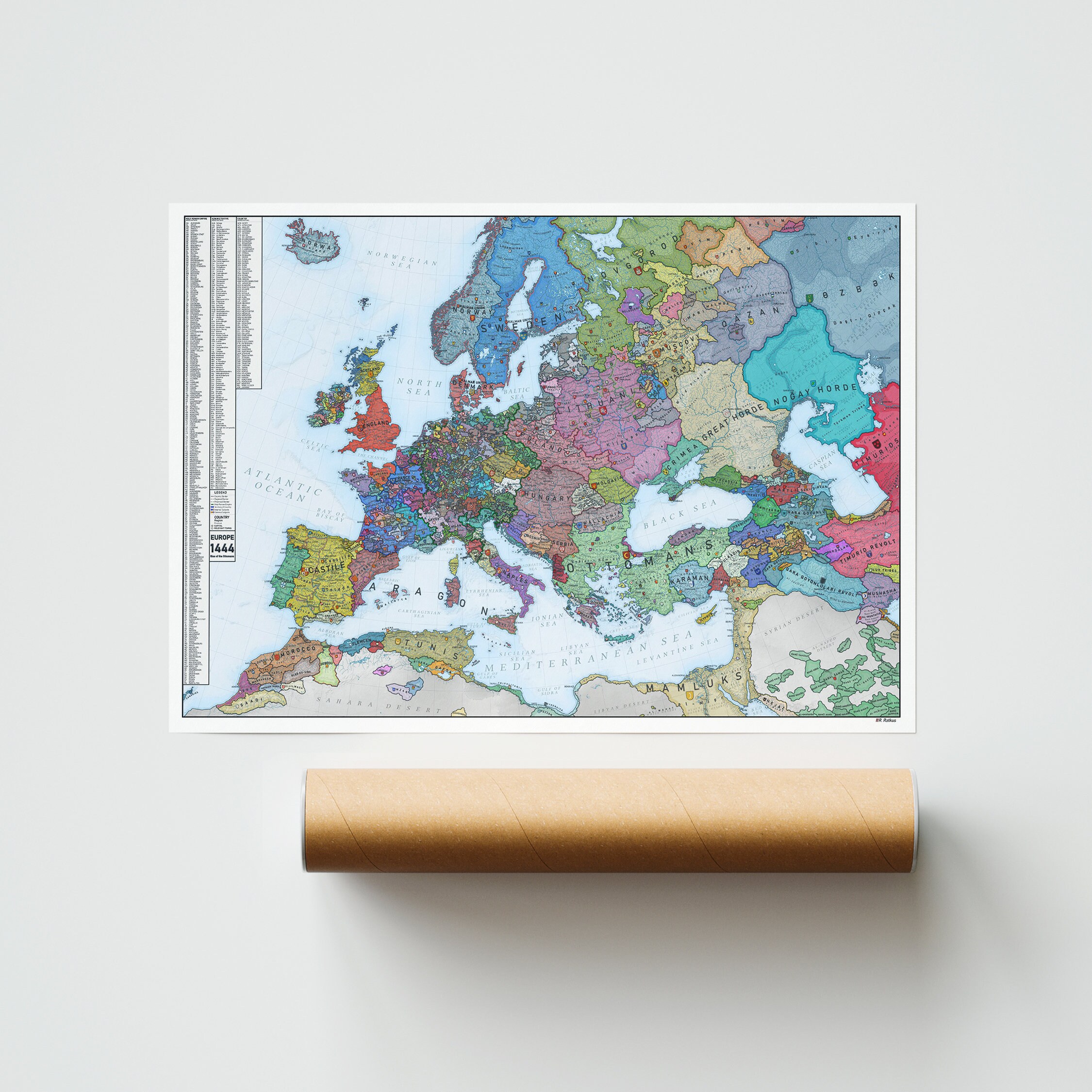 Europe Map Europe 1444 History Map Vintage Map Poster Map Art Living ...