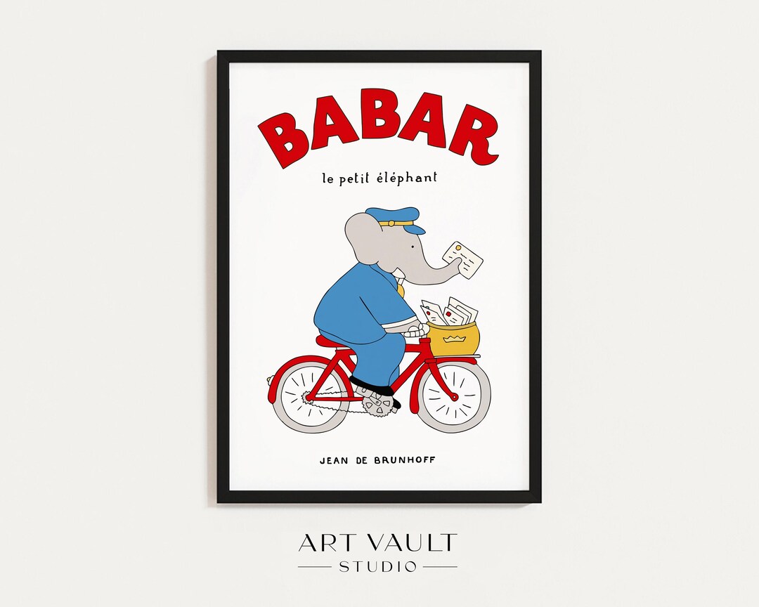 Babar Post Man Poster Babar the Elephant Wall Art Shower Gift Babar ...