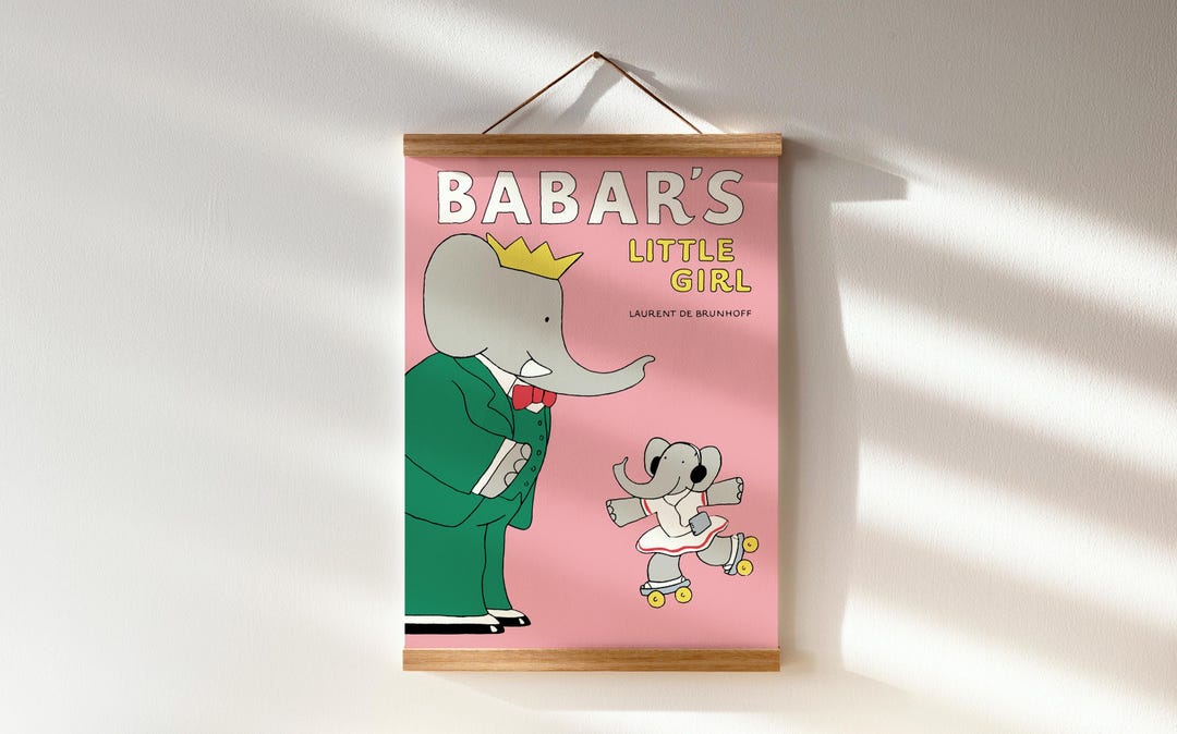Babar Little Girl Pink Poster Nursery Wall Art Baby Girl Shower Gift ...
