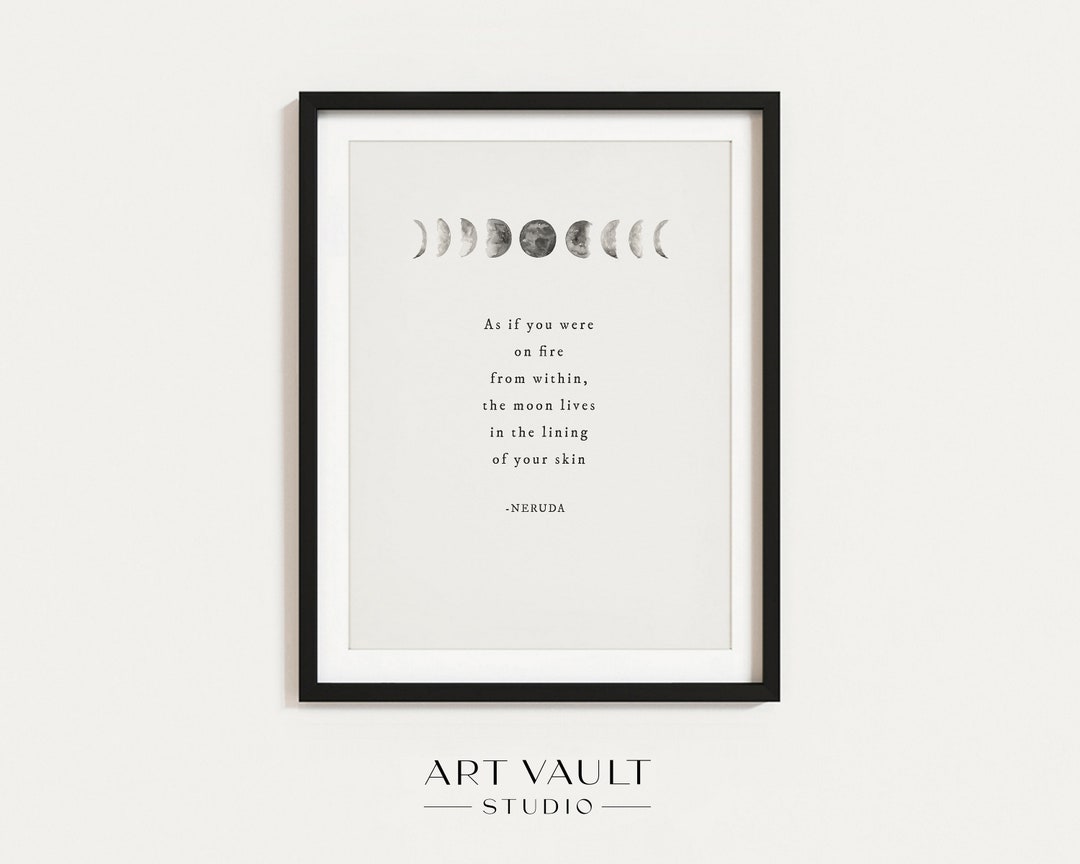 Moon Phase Wall Decor Moon Quote Poster Moon Phases Art Moon Poem Pablo ...