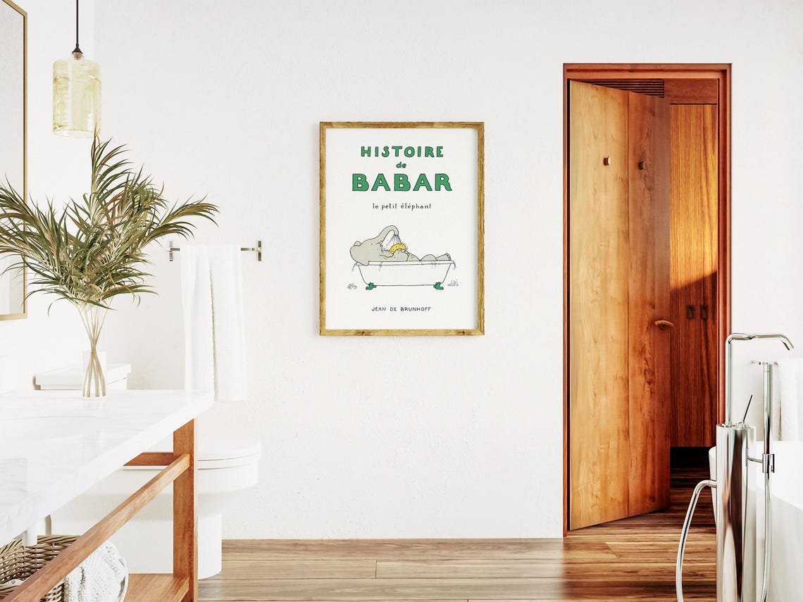 Babar Bathroom Art Babar Bath Wall Art Cute Bathroom Wall Decor ...