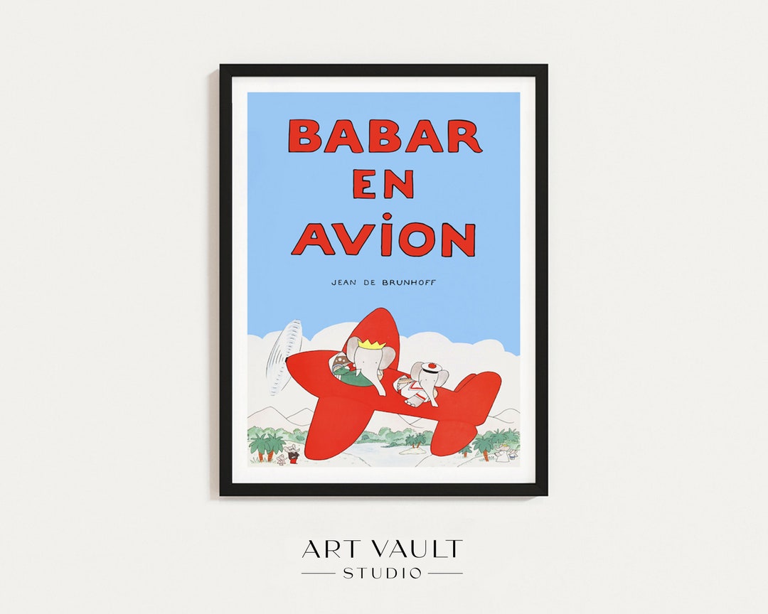 Babar Illustration Babar Print Baby Shower Babar Plane Kid's Room Babar ...