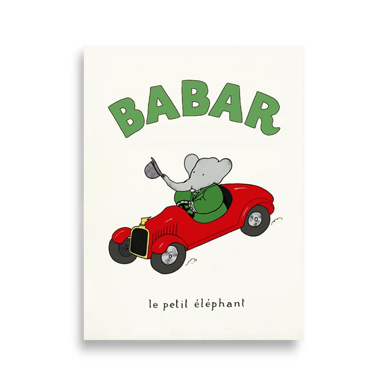 Babar Illustration Babar Print Baby Shower Gift Gender Neutral Gift Kid ...