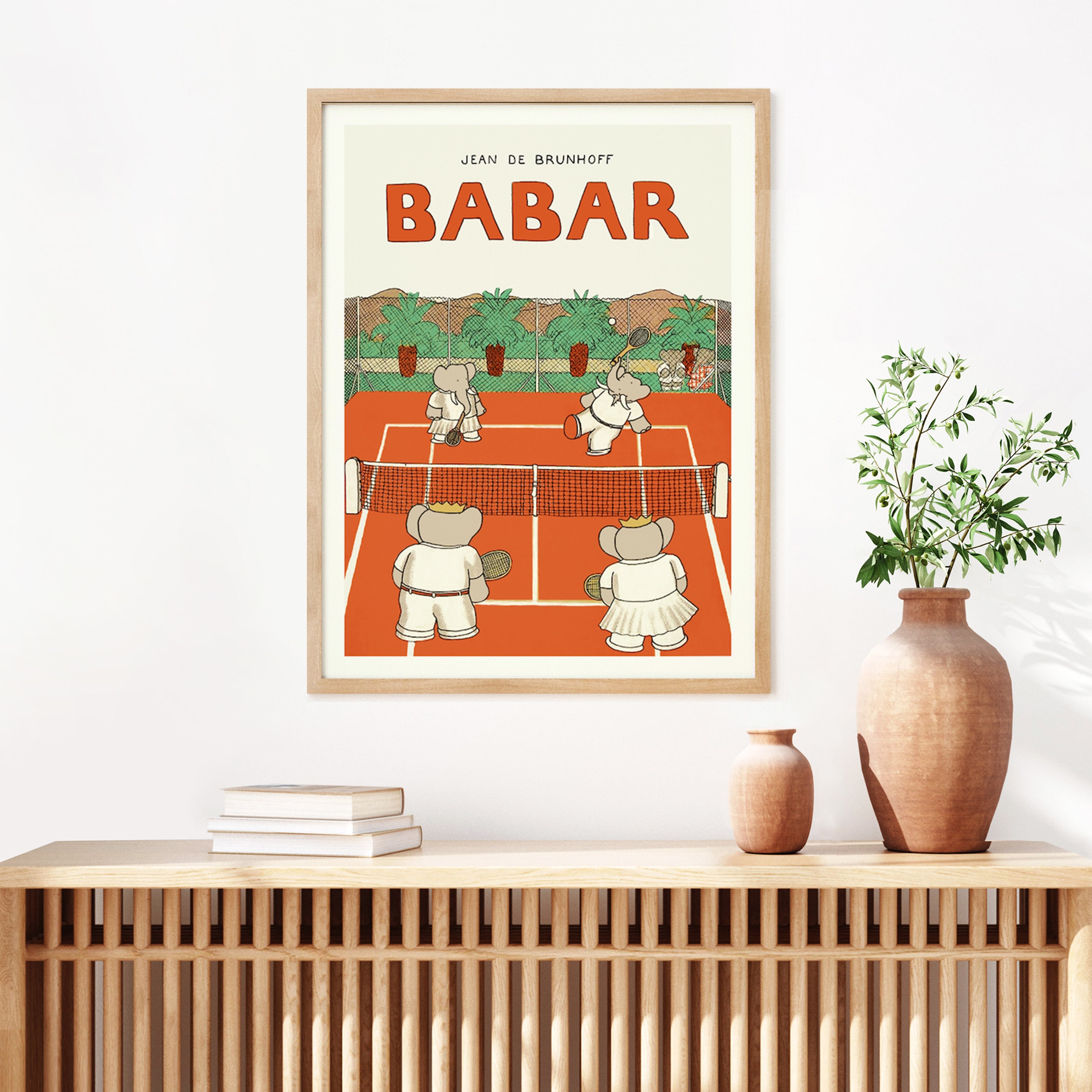 Babar Tennis Wall Art Babar Tennis Court Illustration Babar Elephant ...