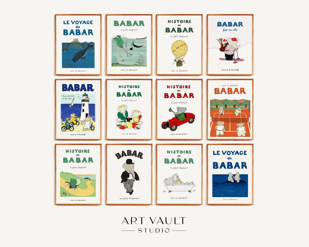 Babar the Elephant Printable Wall Art Prints Digital Download Art Babar ...