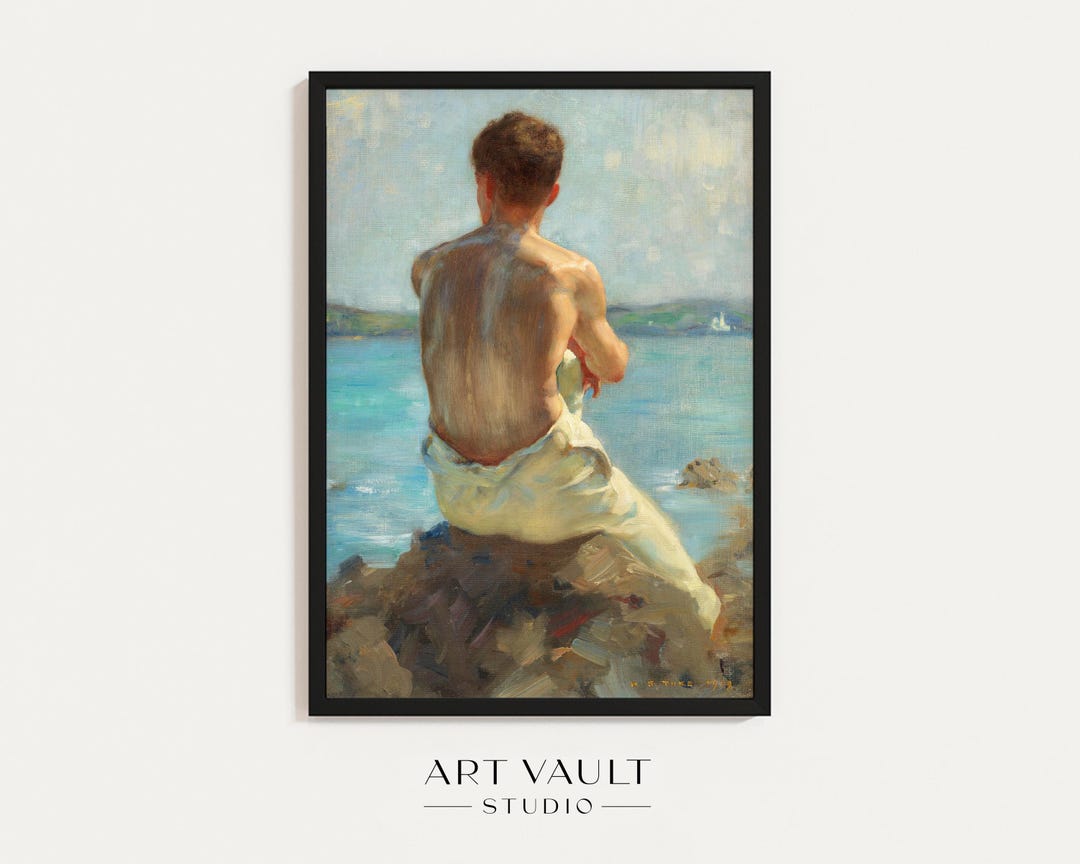 The Lighthouse by Henry Scott Tuke 1919 Beach Art Print Nautical Art ...