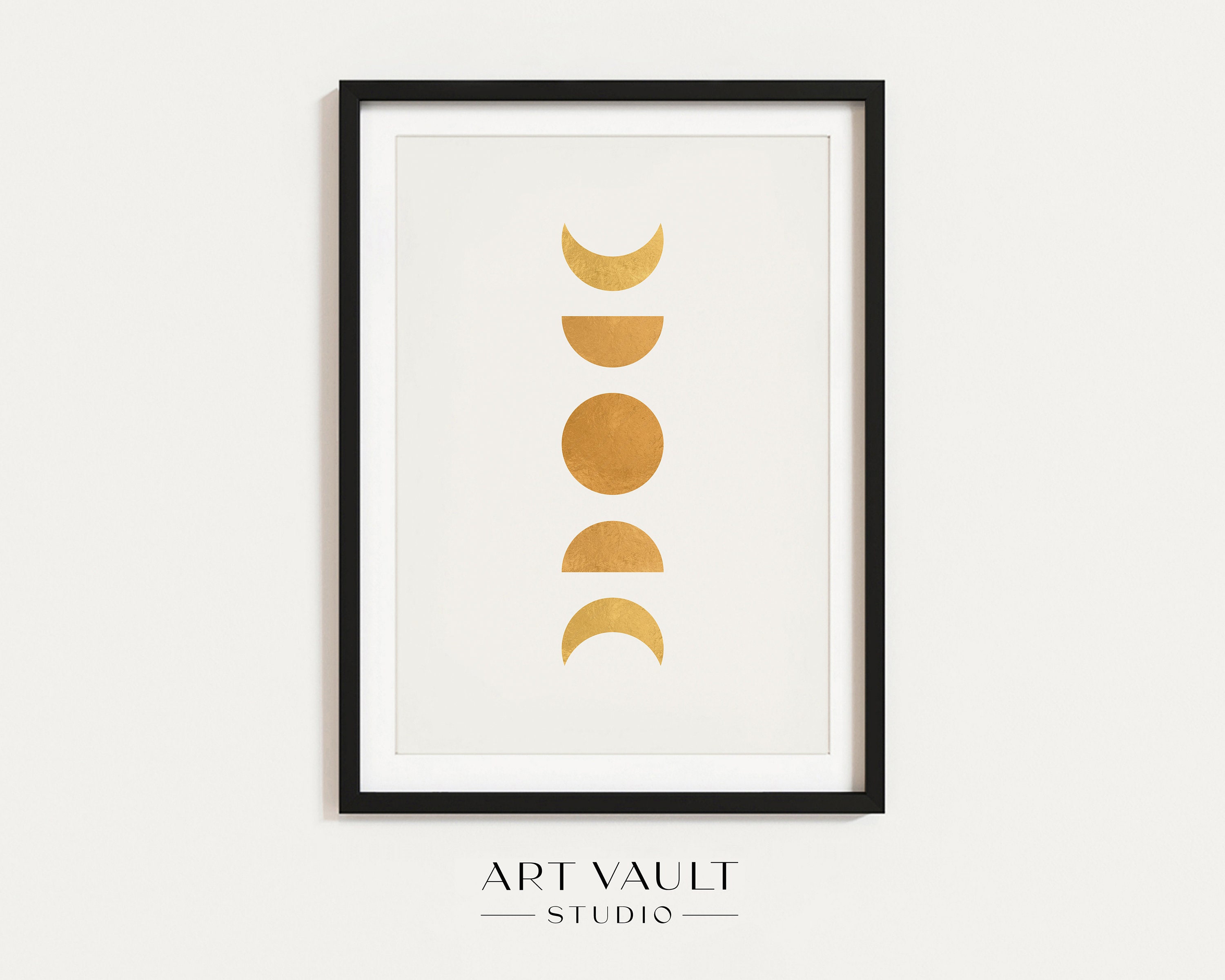 Moon Phase Wall Decor Moon Phase Poster Moon Phases Art Gold Foil Moon ...