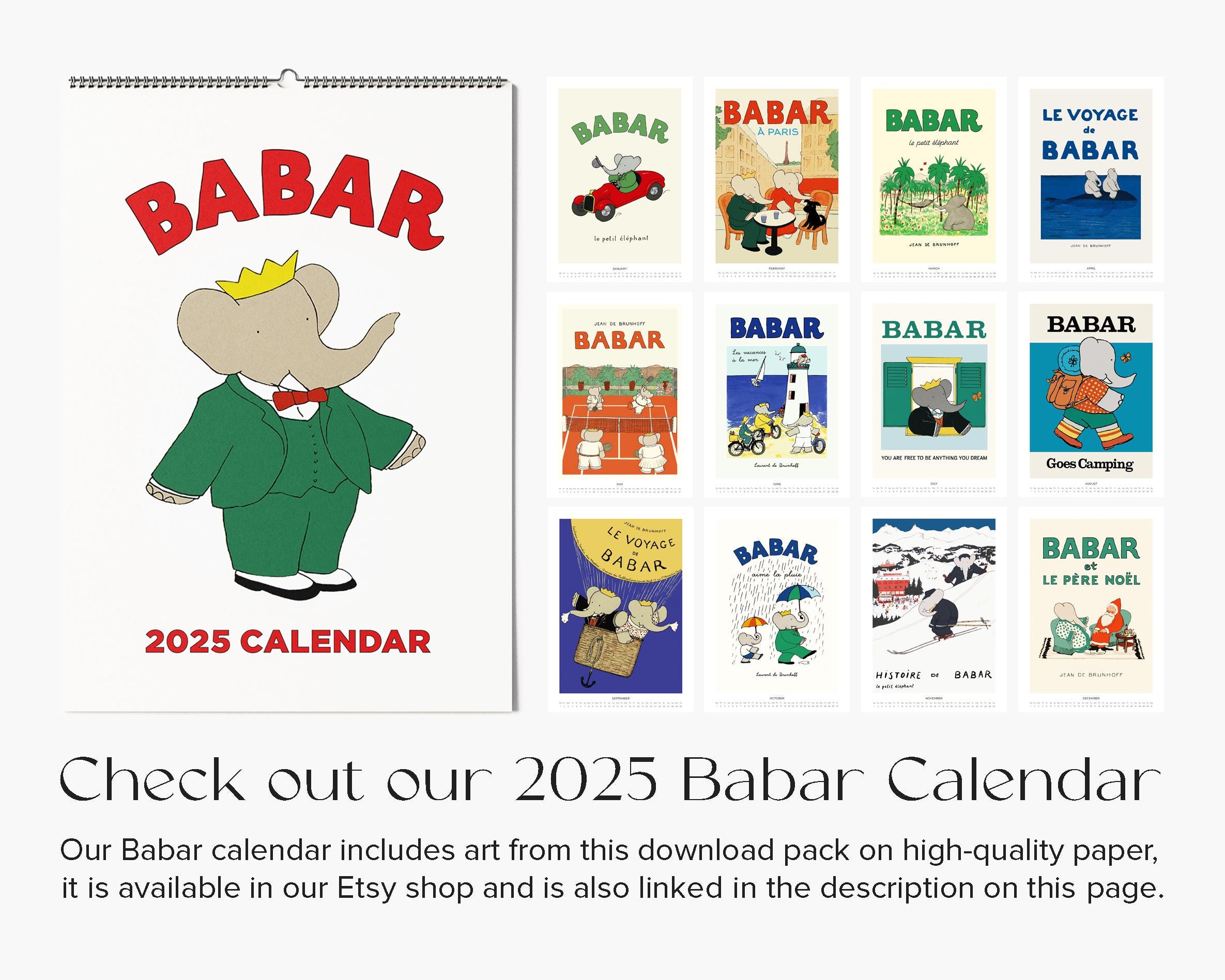 Babar the Elephant Printable Wall Art Prints Digital Download Art Babar ...