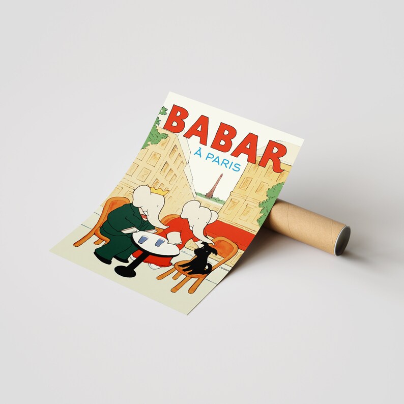 Babar in Paris Babar Poster Babar Print Babar Wall Art Babar Elephant ...