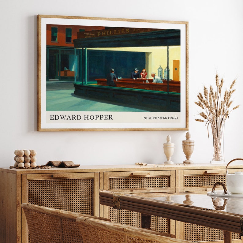 Edward Hopper Nighthawks Poster Exhibition Print Retro Diner Art ...