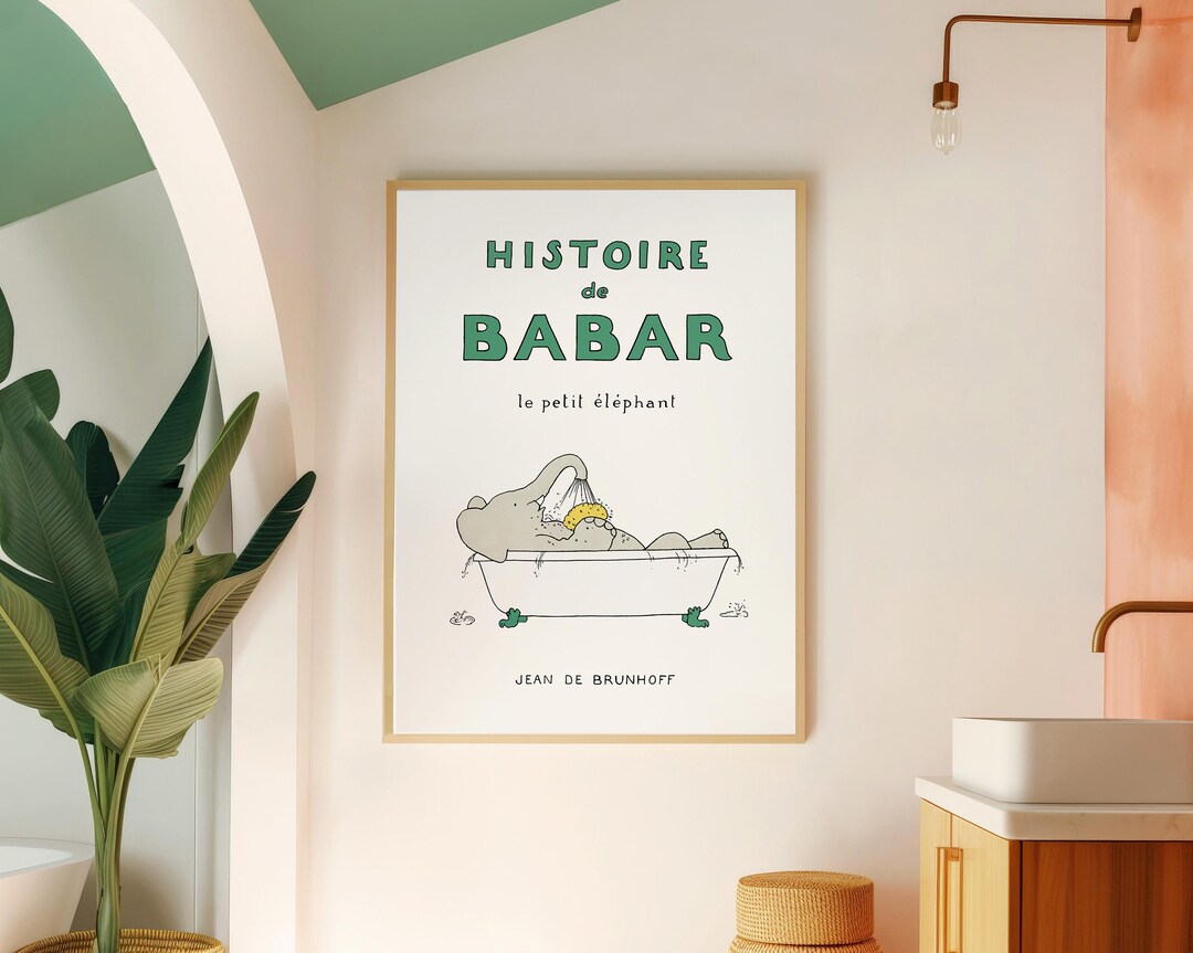 Babar Bathroom Art Babar Bath Wall Art Cute Bathroom Wall Decor ...
