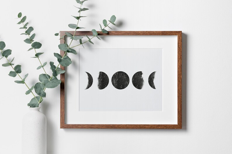 Moon Phase Wall Decor Moon Wall Art Phases of the Moon Lunar Phases ...