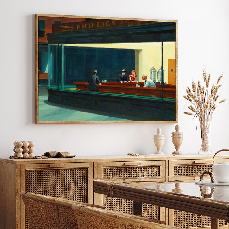 Edward Hopper Nighthawks Poster Realism Retro Diner Print Art - Etsy
