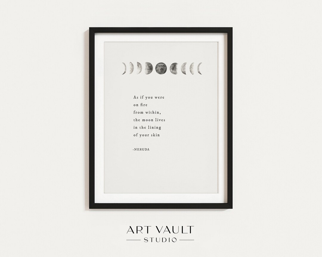 Moon Phase Wall Decor Moon Quote Poster Moon Phases Art Moon Poem Pablo ...