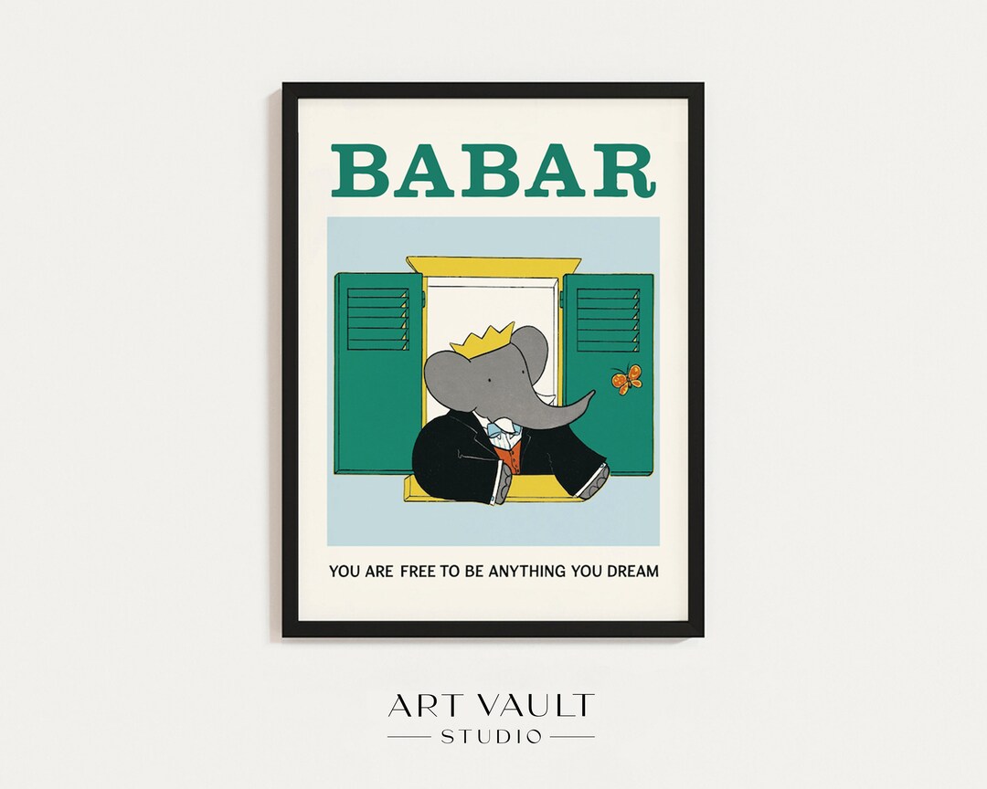 Babar Window Babar Elephant Illustration Babar Print Baby Shower Gift ...