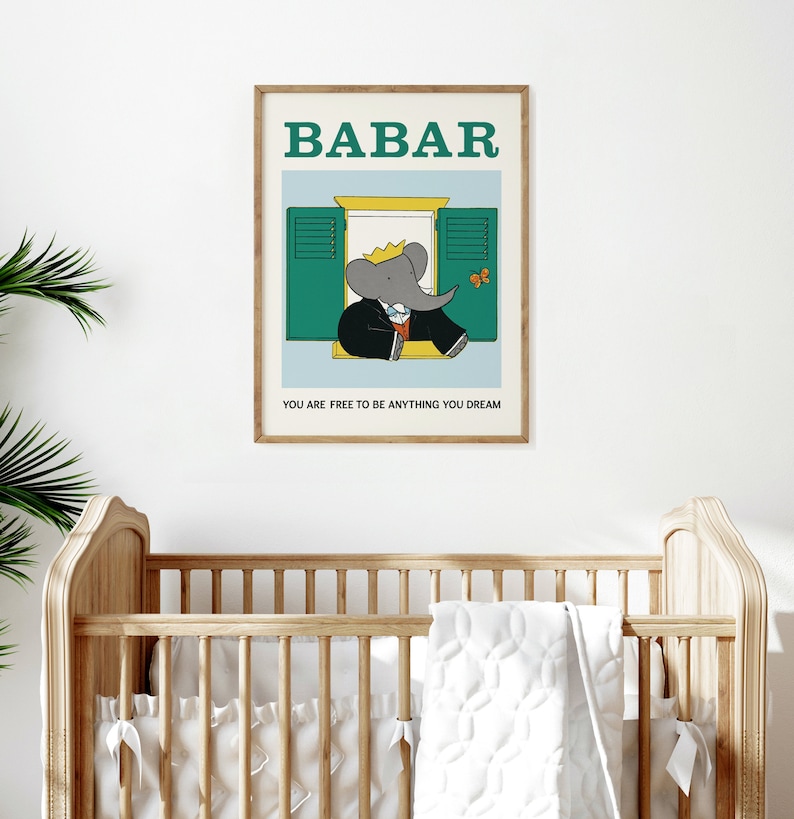 Babar Window Babar Elephant Illustration Babar Print Baby Shower Gift ...
