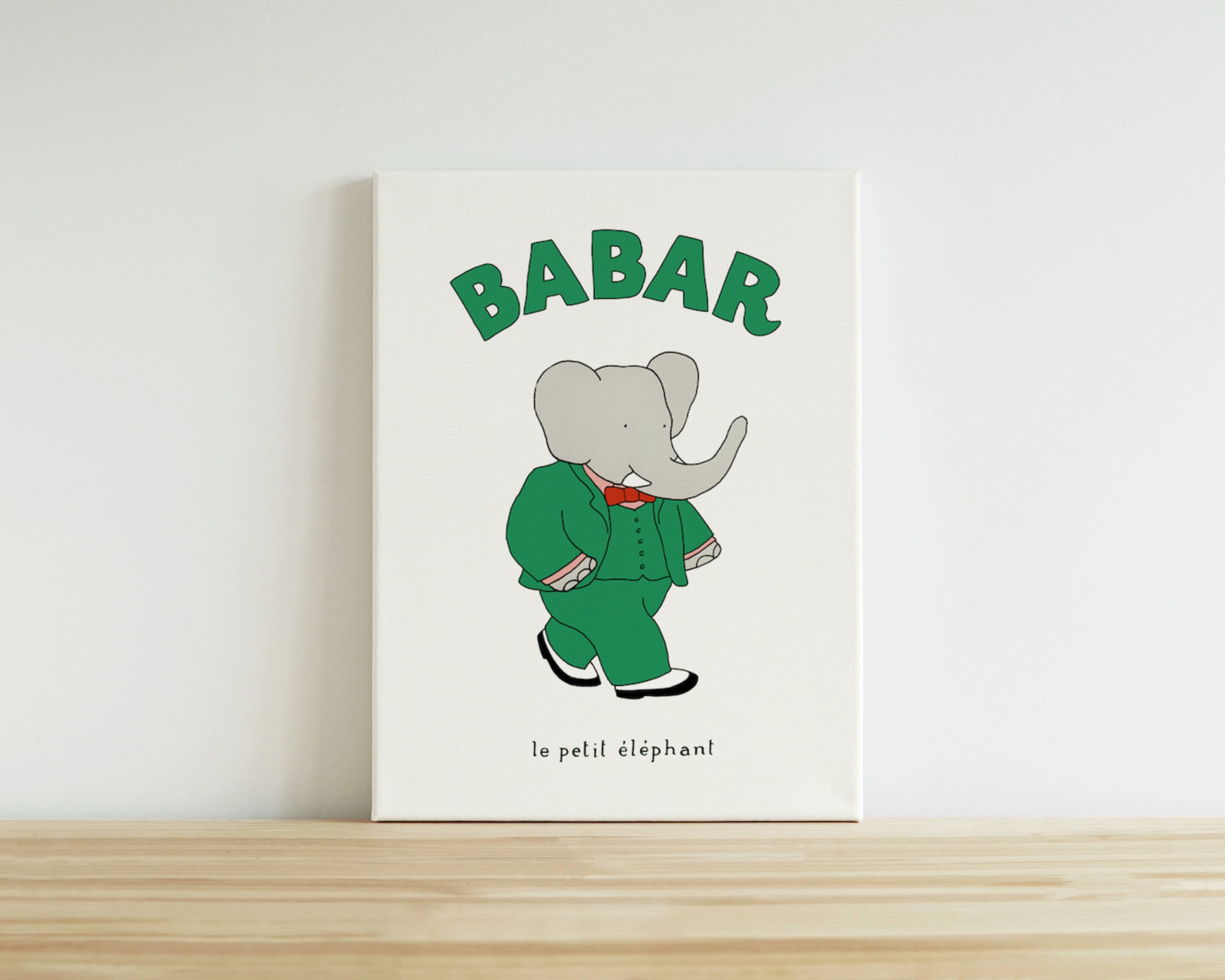 Babar in Green Suit Babar Elephant Illustration Babar Print Baby Shower ...