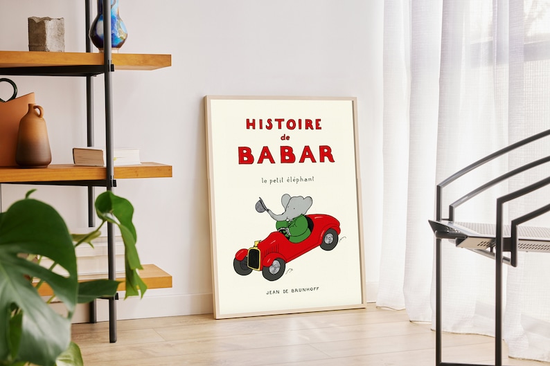 Babar the Elephant Wall Art Nursery Decor Kids Gift Retro Babar ...