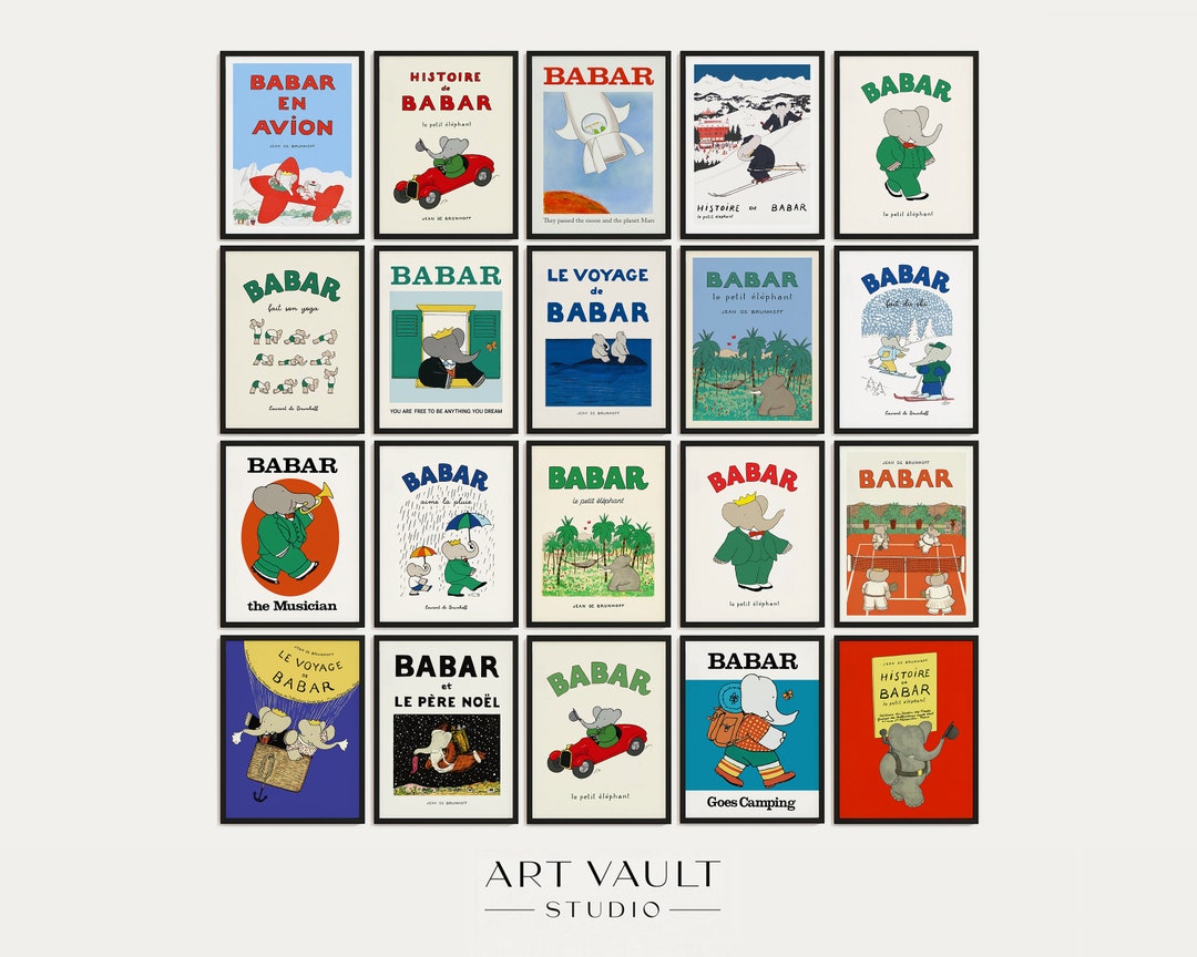 Babar the Elephant Printable Wall Art Prints Digital Download Art Babar ...