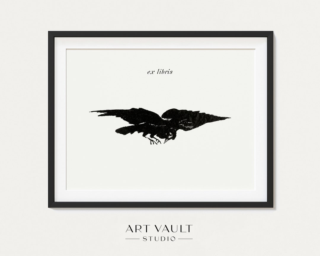 Flying Raven in Flight Ex Libris 1875 Édouard Manet Dark Academia Art ...
