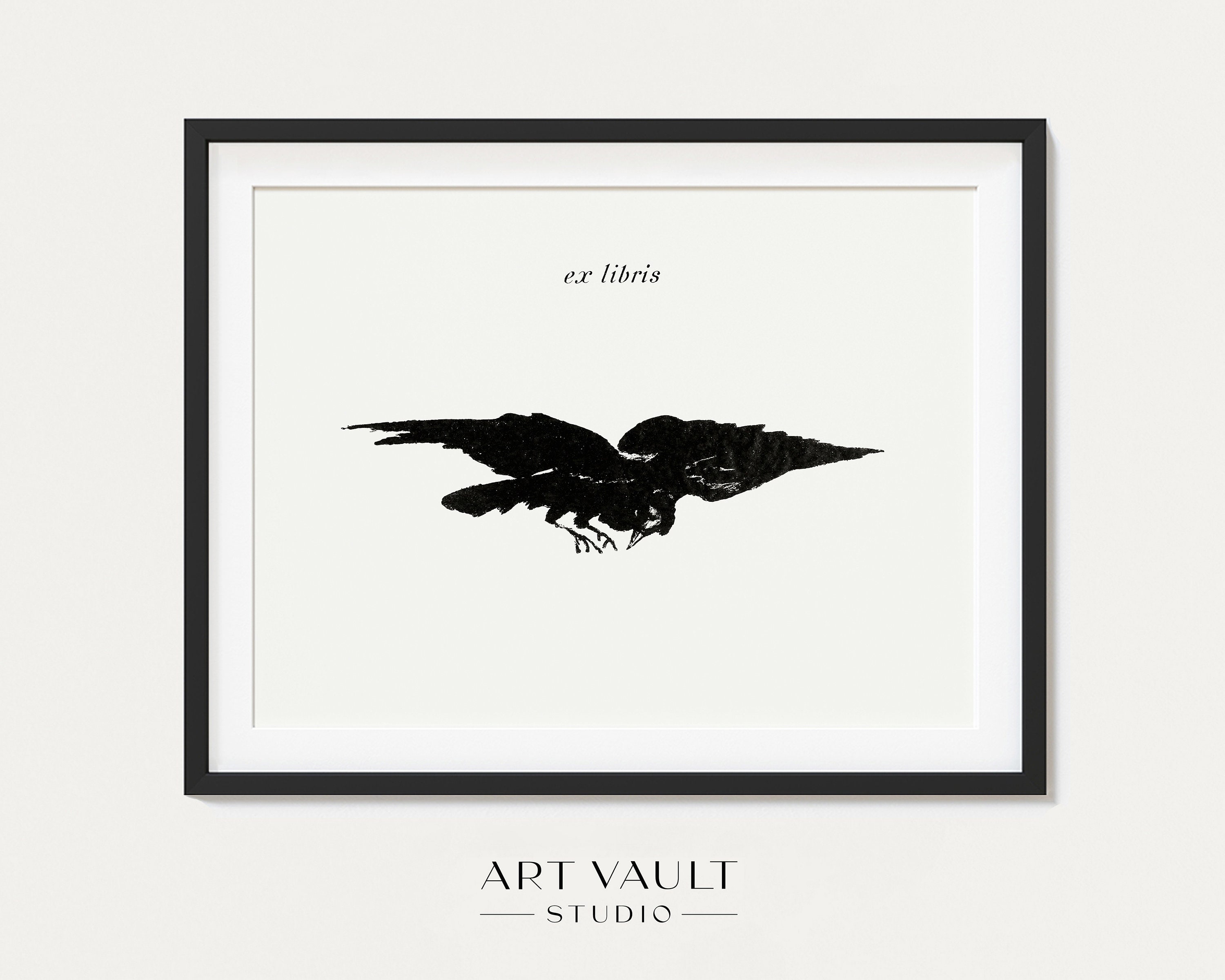 Flying Raven in Flight Ex Libris 1875 Édouard Manet Dark Academia Art ...