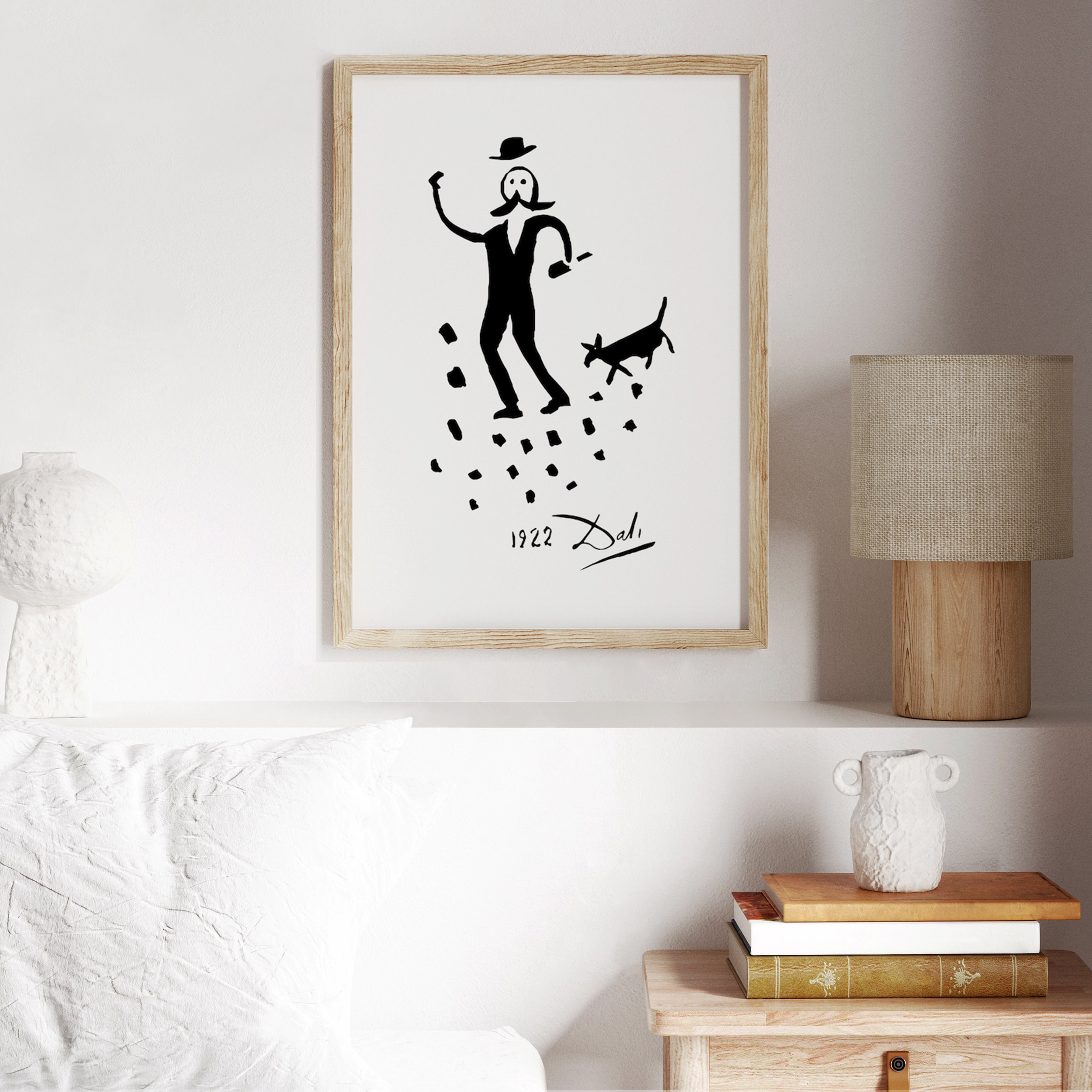 Salvador Dalí Drawing Rare Art Print Dali Sketch Man With Hat and Dog ...