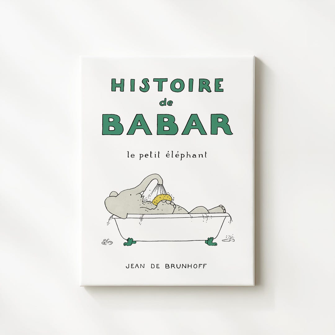 Babar Bath Canvas Babar Bathroom Wall Art Baby Shower Gift Wrapped ...