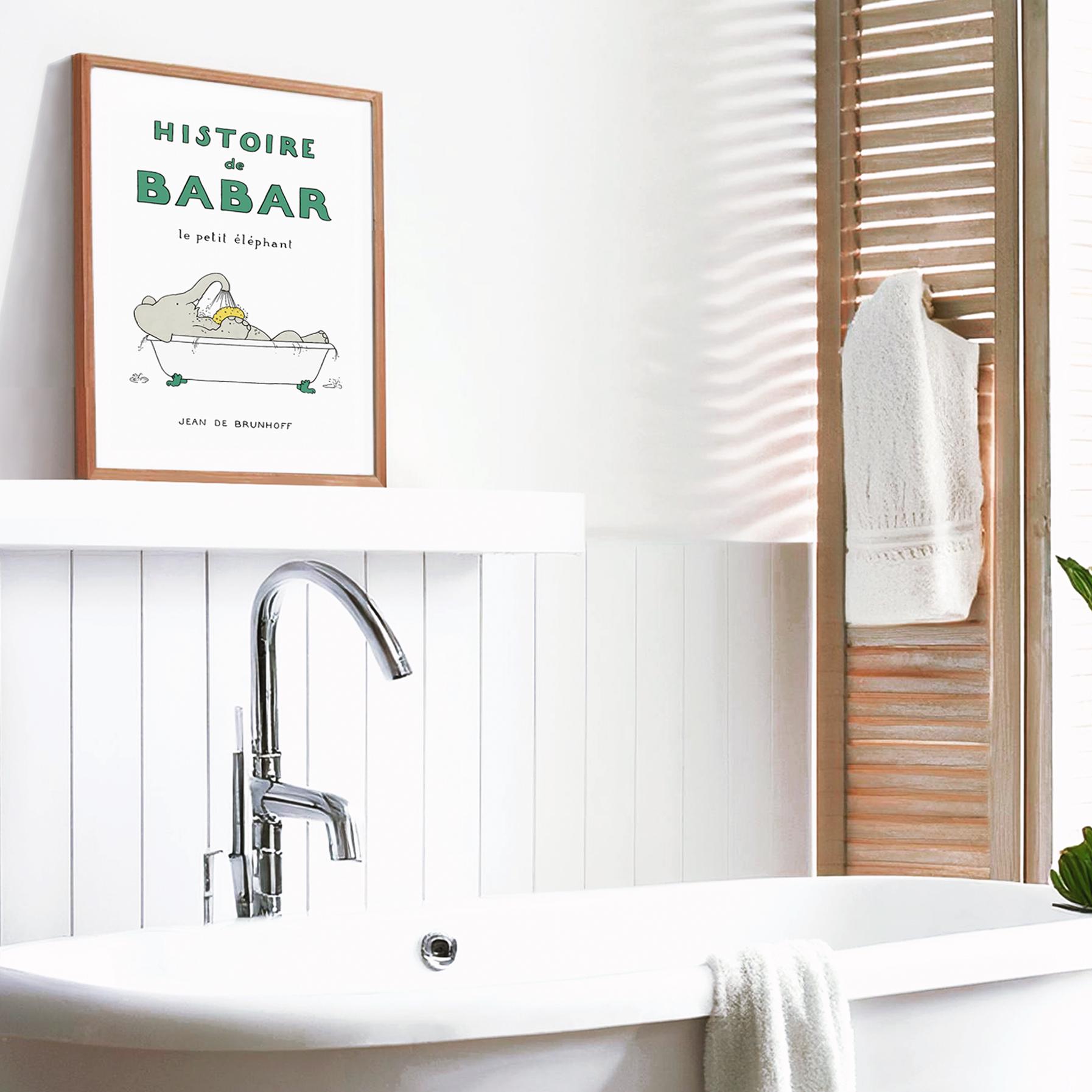 Babar Bathroom Art Babar Bath Wall Art Cute Bathroom Wall Decor ...