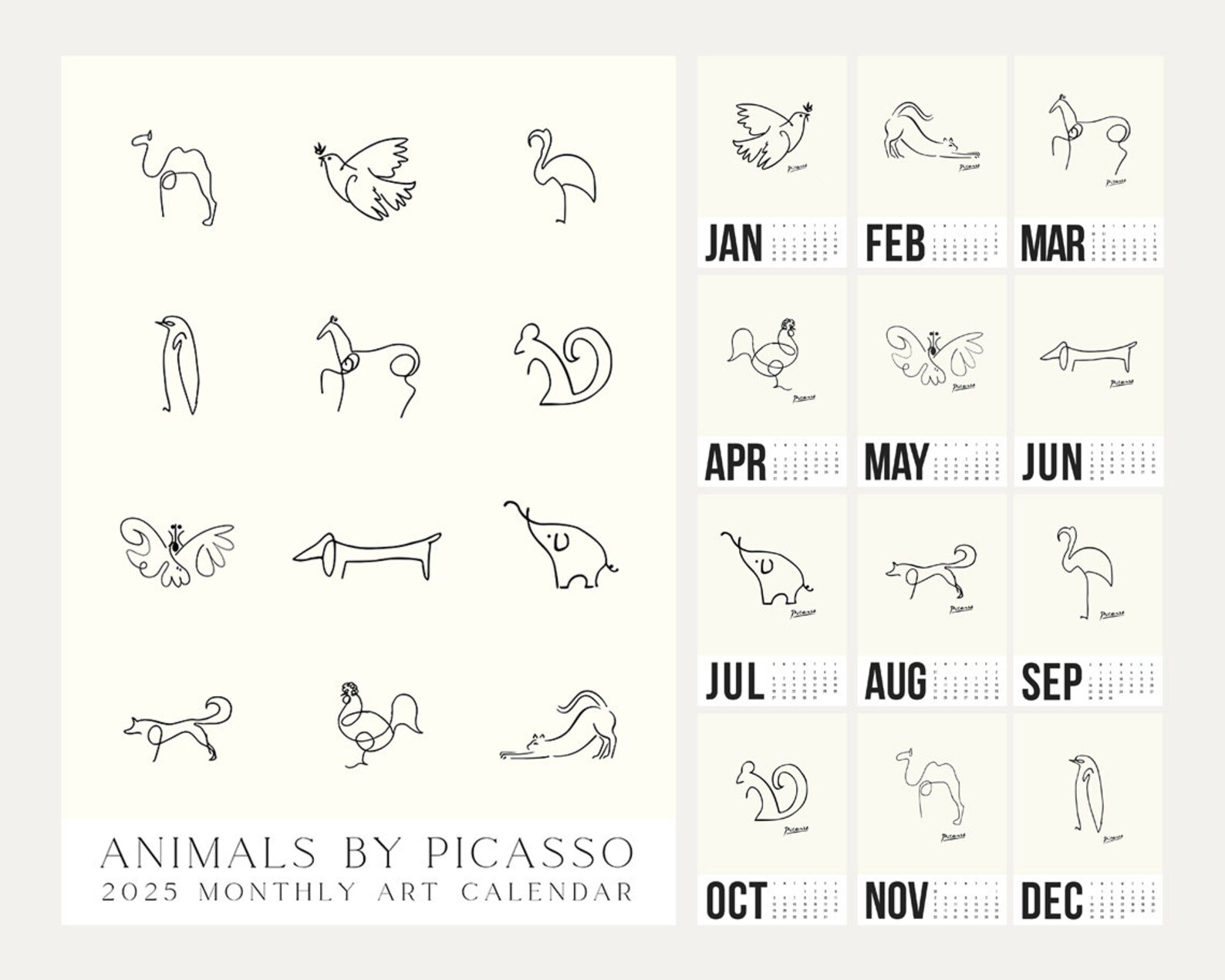 2025 Calendar Picasso Calendar 2025 Animals Picasso Wall Calendar ...