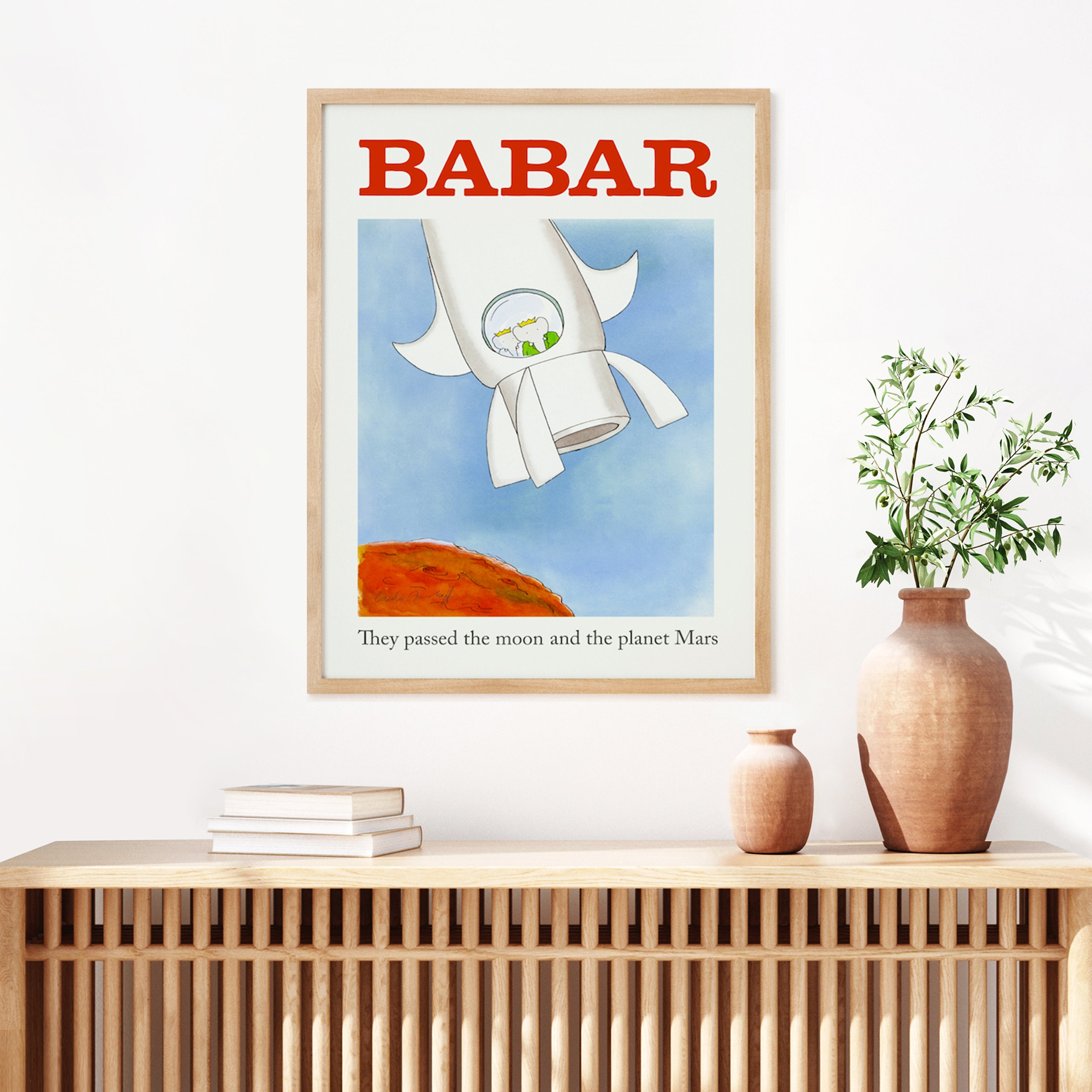 Babar Illustration Babar Print Baby Shower Gift Babar Spaceship Kid's ...