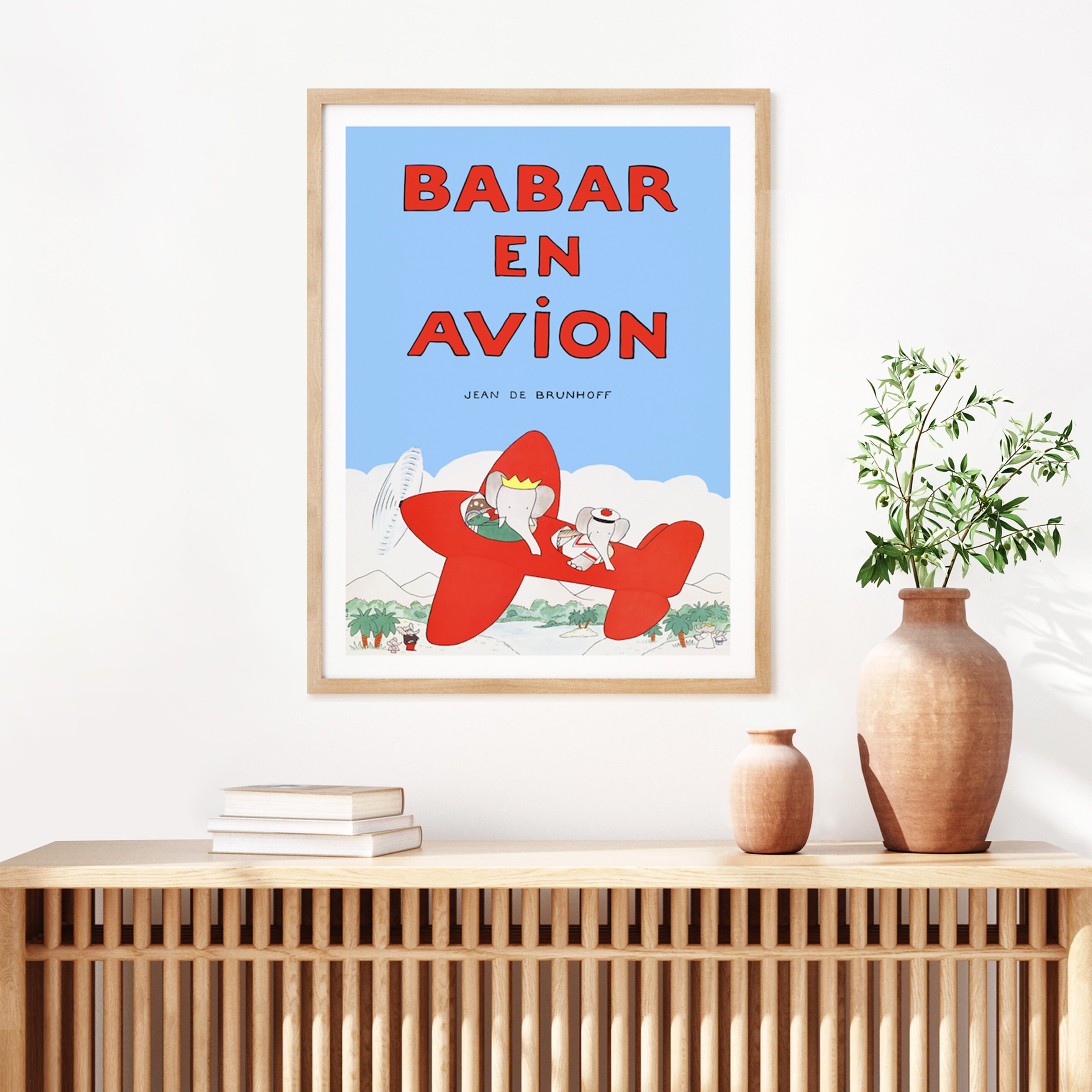 Babar Illustration Babar Print Baby Shower Babar Plane Kid's Room Babar ...