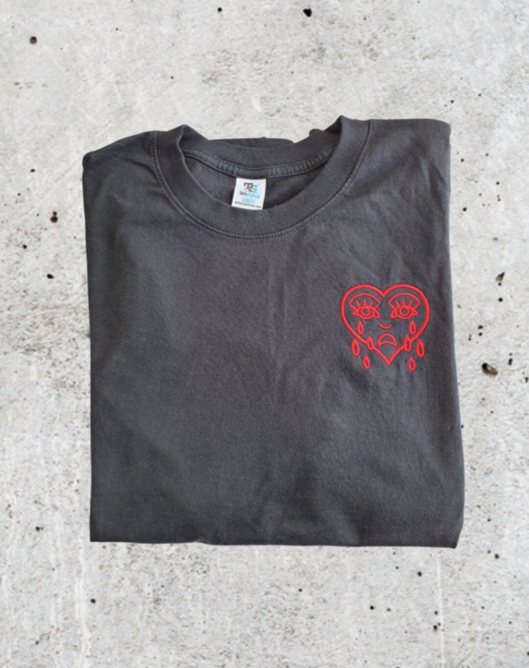 Embroidered American Traditional Style Crying Heart Tee Adult - Etsy