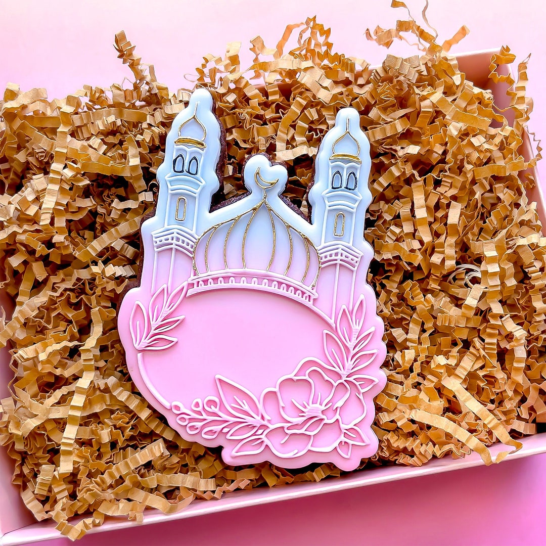Floral Masjid Design 3 Mosque Ramadan Embosser, Eid Mubarak Cookie Stamp Raised Cookie Stamp ...